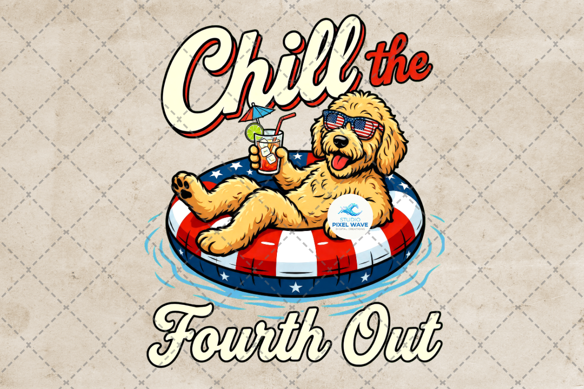 Chill the Fourth out Goldendoodle Png Graphic by studiopixelwave ...