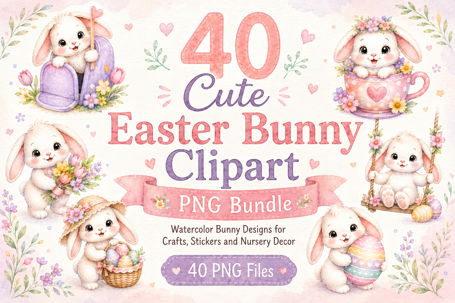 Cute Easter Bunny PNG Clipart Graphic by SWcreativeWhispers · Creative ...