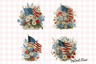 Floral American Flag Clipart Bundle Graphic by Instant Flair · Creative ...