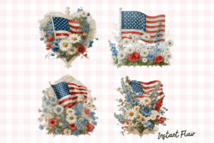 Floral American Flag Clipart Bundle Graphic by Instant Flair · Creative ...