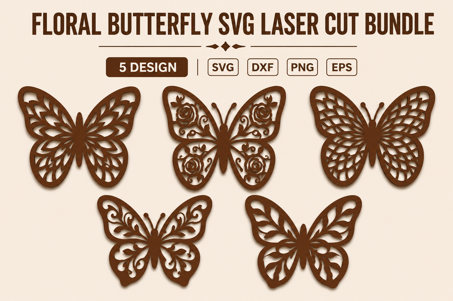 Floral Butterfly Laser Cut SVG Bundle · Creative Fabrica