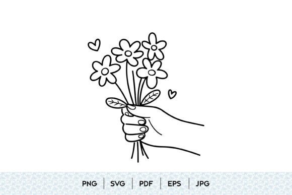 Hand Holding Flower Bouquet SVG Graphic by Team RAS · Creative Fabrica