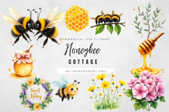 Honeybee Cottage Clipart Graphic by Shell Craft Digital · Creative Fabrica