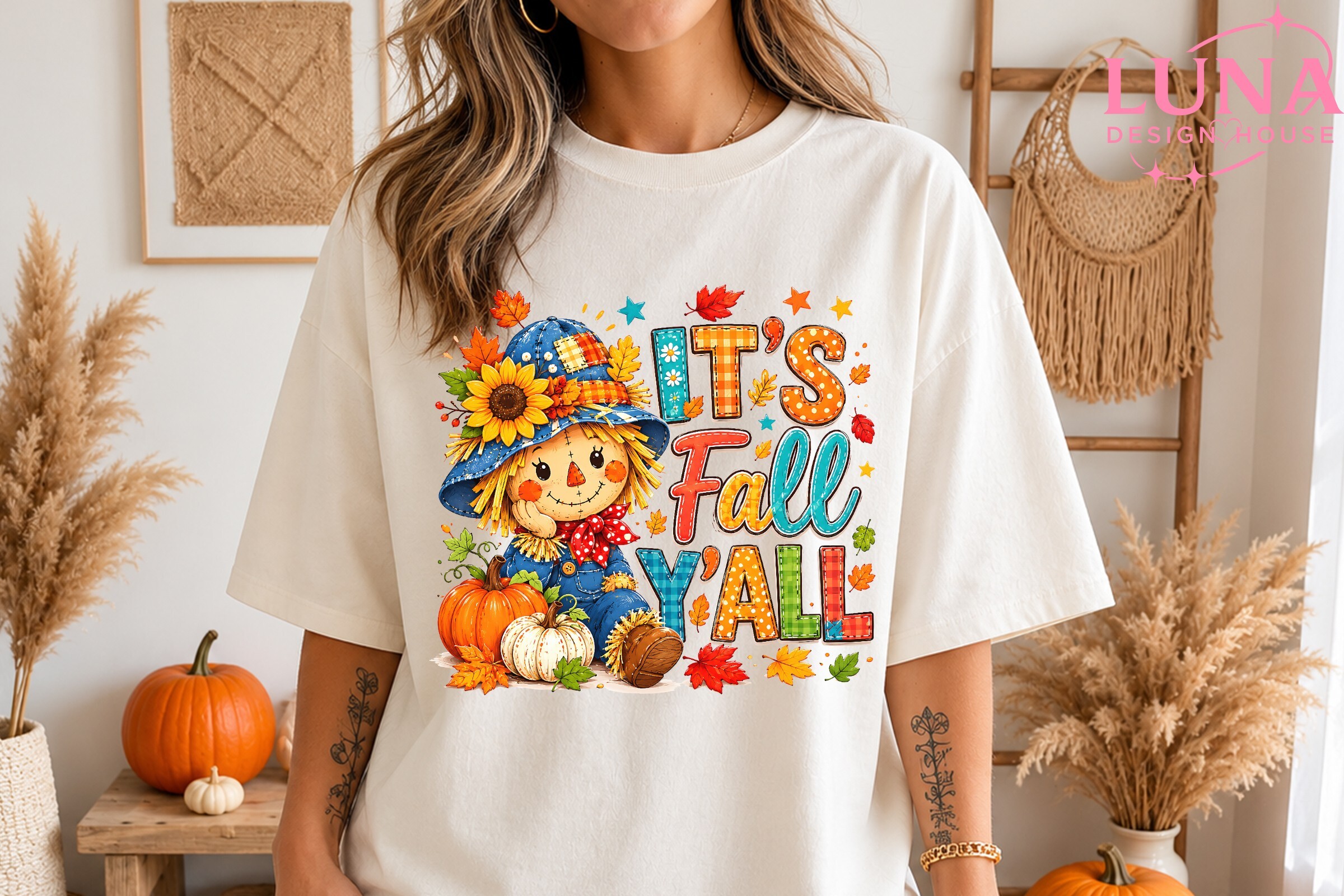 It's Fall Y'all Scarecrow PNG Clipart Graphic by LunaDesignHouse ...