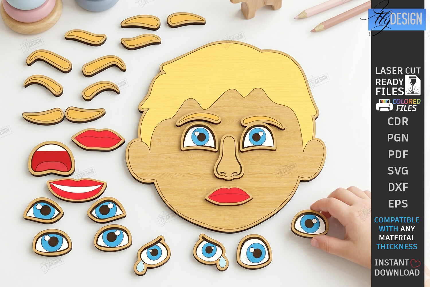 Make a Face Wooden Puzzle Laser Cut |CNC · Creative Fabrica