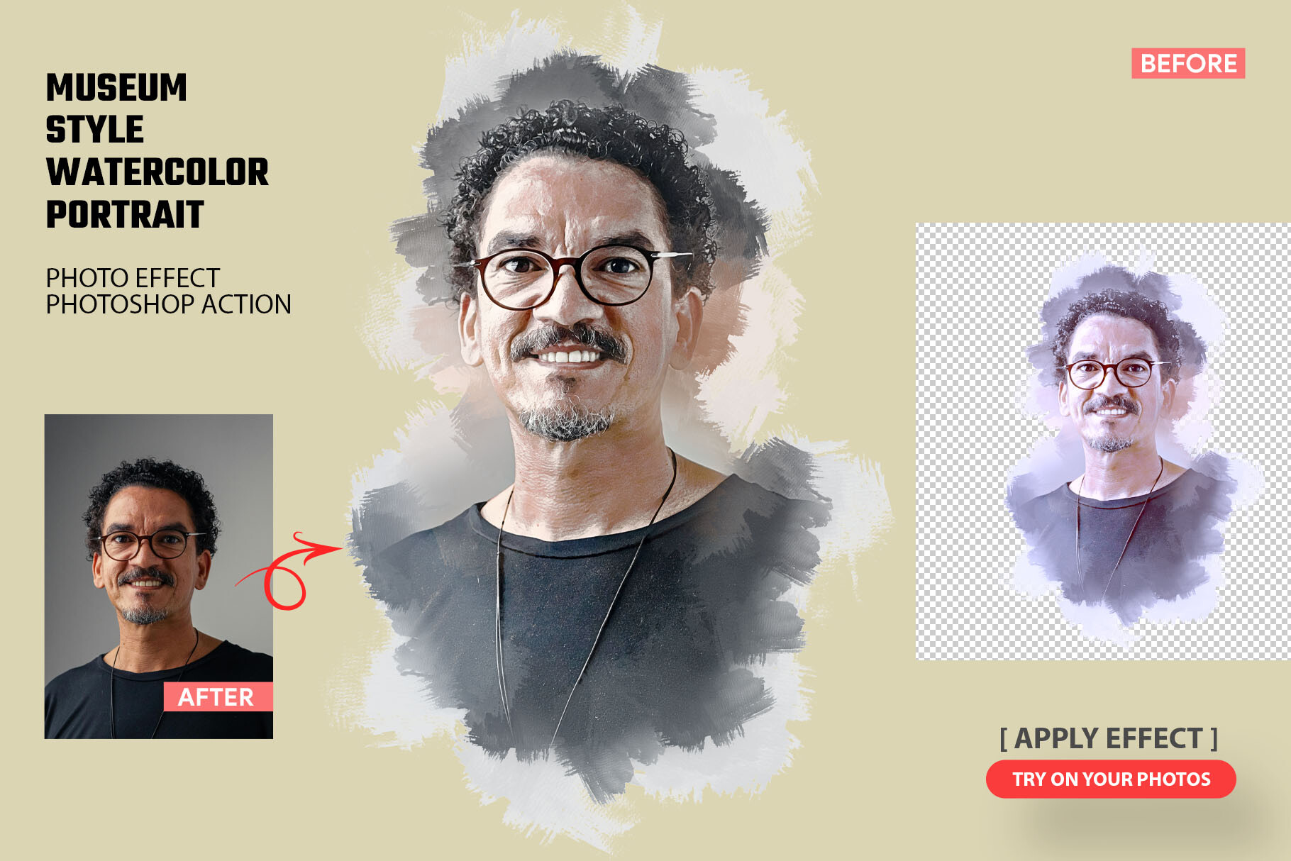 Museum Style Watercolor Portrait Action Graphic by mristudio · Creative ...