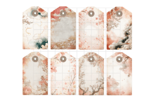 Pink Sakura Cherry Blossom Tags Graphic by WatercolorFace · Creative ...