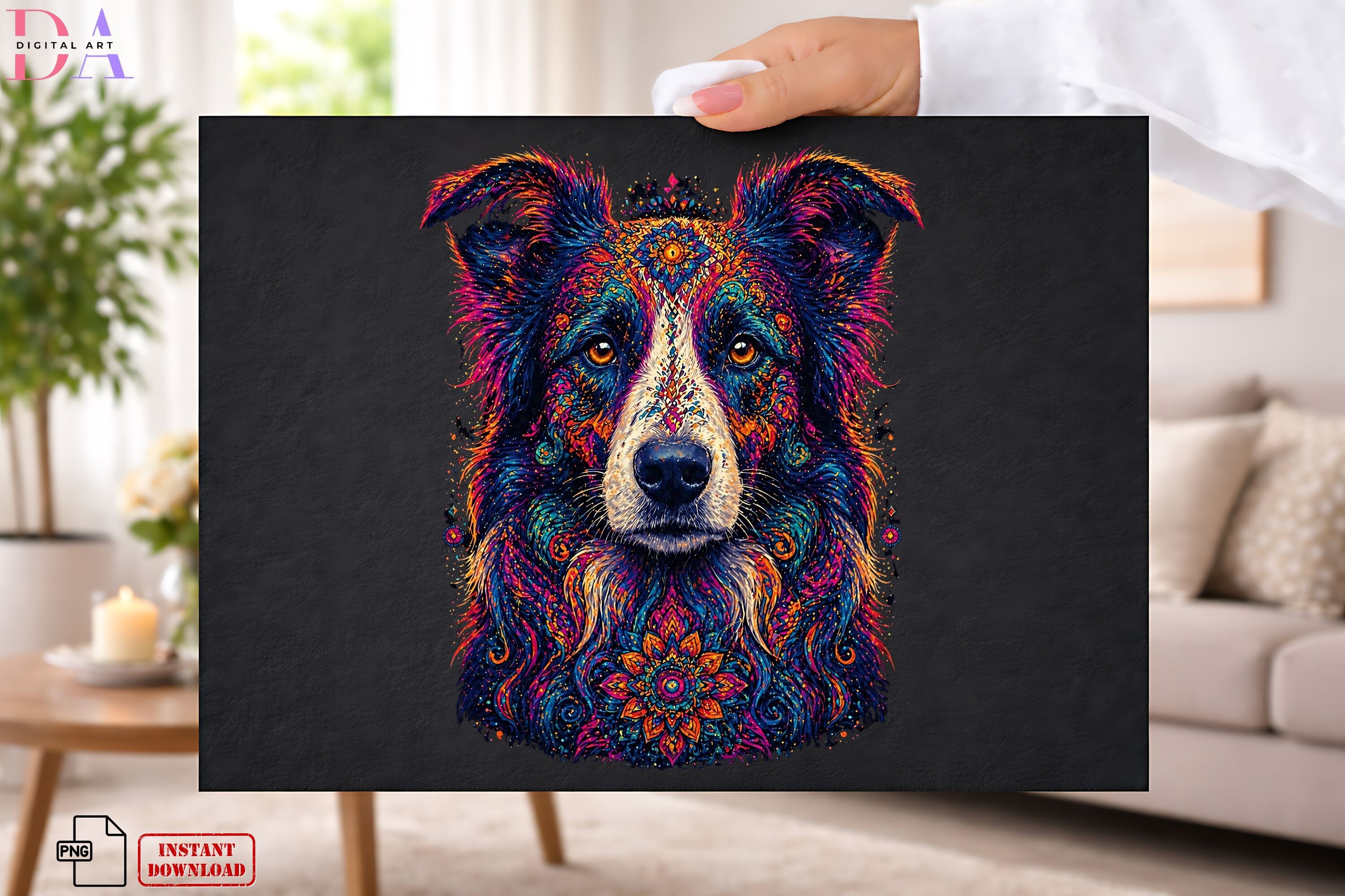 Psychedelic Border Collie Mandala PNG Graphic by DIGITAL ART · Creative ...