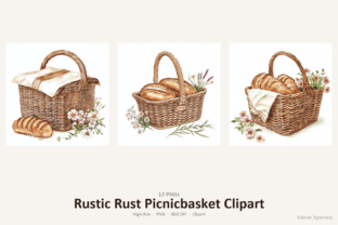 Rustic Rust Picnic Basket Clipart Graphic by Velvet.Sparrow · Creative ...