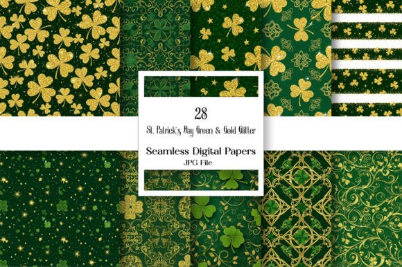 St. Patrick’s Day Green & Gold Glitter Graphic by Vintage · Creative ...