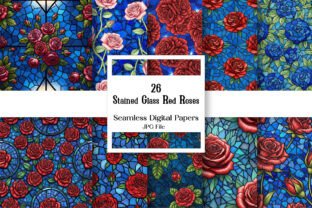Stained Glass Red Roses Pattern Graphic by Vintage · Creative Fabrica