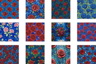 Stained Glass Red Roses Pattern Graphic by Vintage · Creative Fabrica