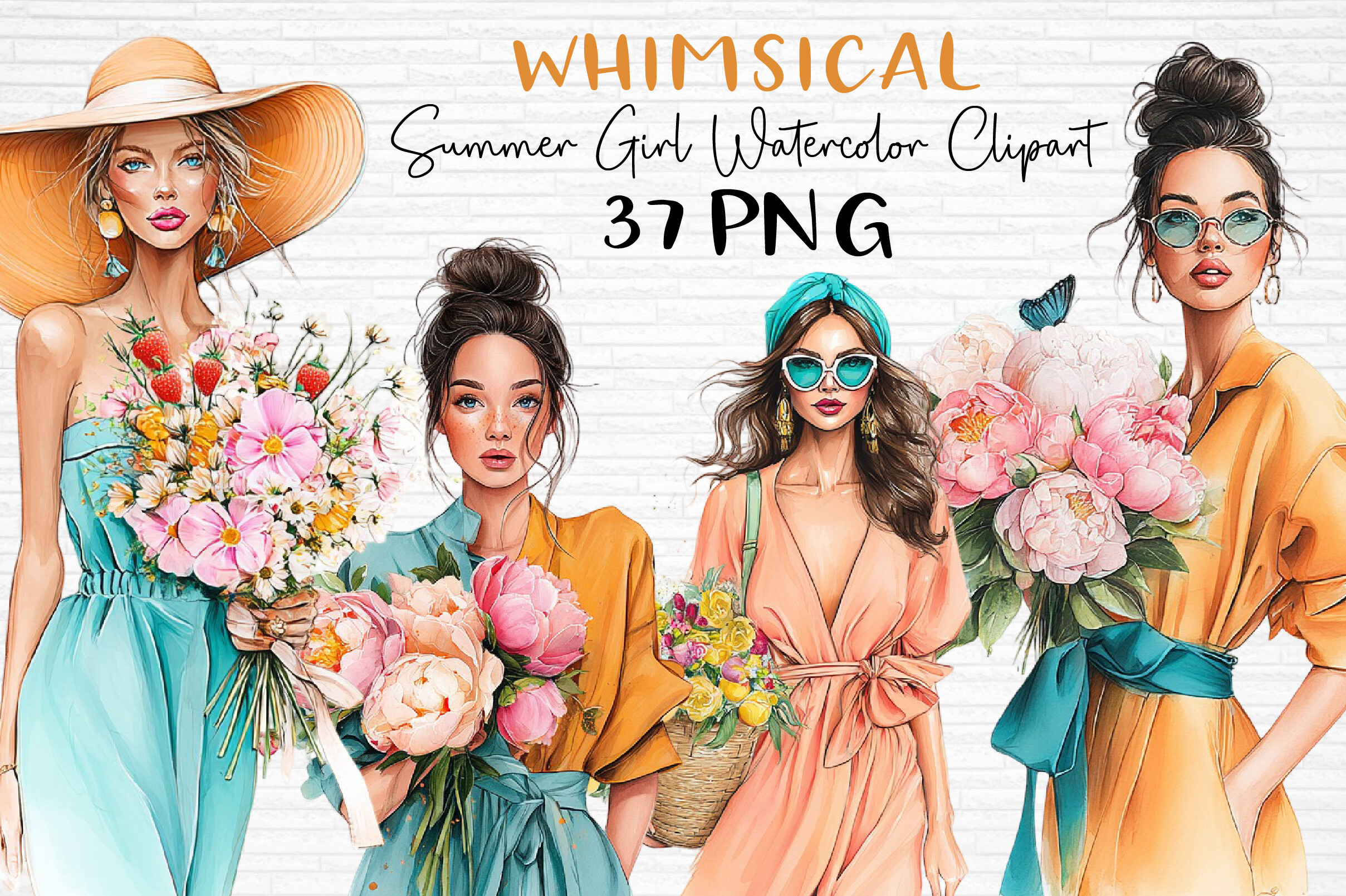 Summer Girl Watercolor Clipart PNG Graphic by Black Cat · Creative Fabrica