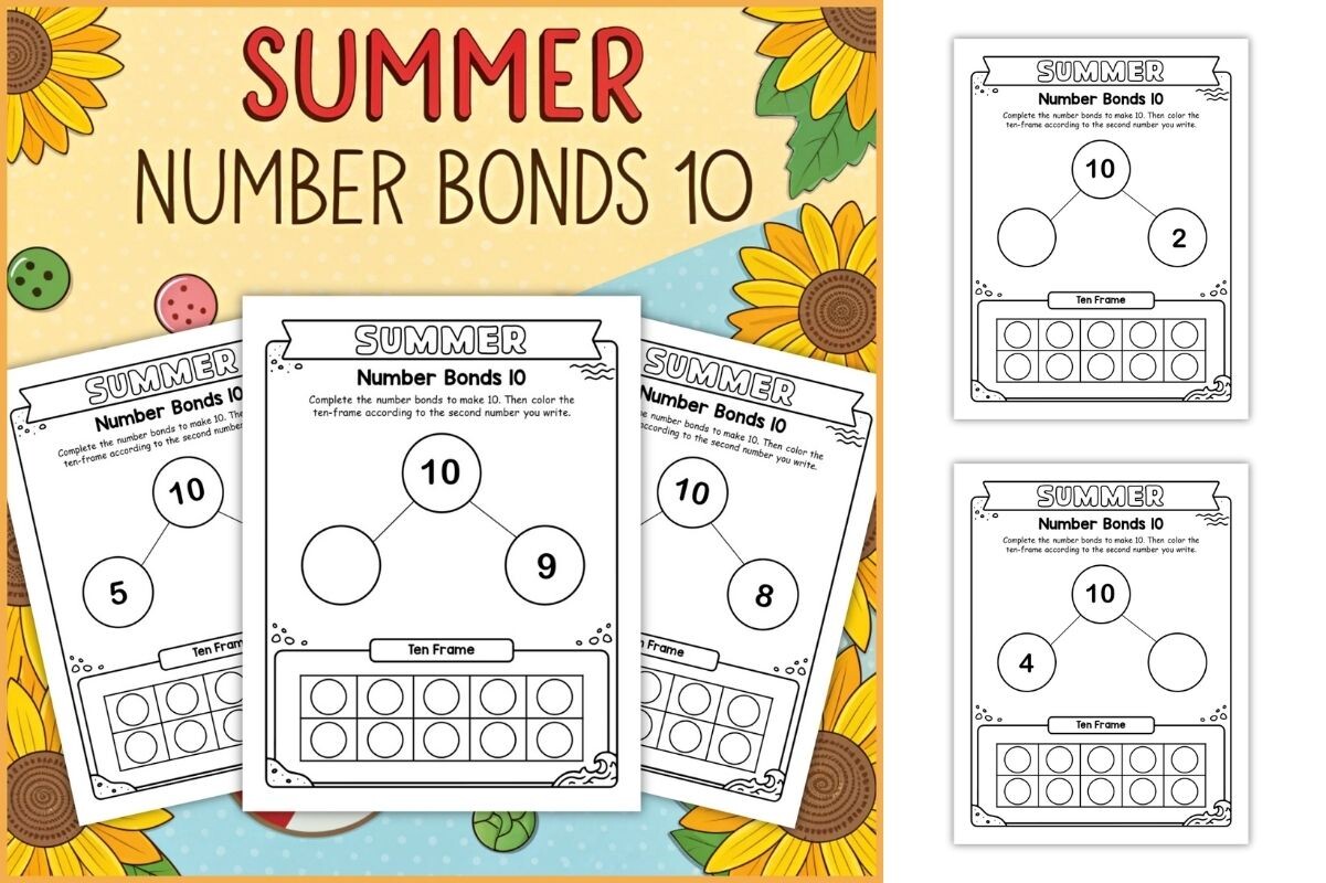 Summer Number Bonds Worksheets Graphic by TheStudyKits · Creative Fabrica