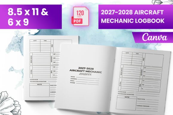 2027-2028 Aircraft Mechanic Logbook (KDP Graphic by Boss Designer ...