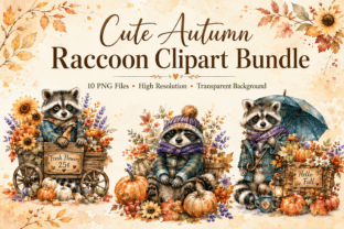 Autumn Raccoon Clipart Pumpkin Harvest Graphic by chompooraksa ...