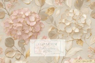 Blush Gold Hydrangea Floral Pattern Graphic by clipArtem · Creative Fabrica