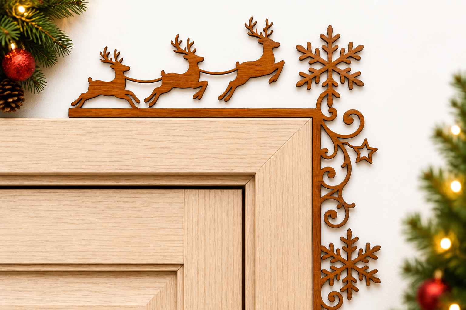 Christmas Door Corner SVG Laser Cut File · Creative Fabrica