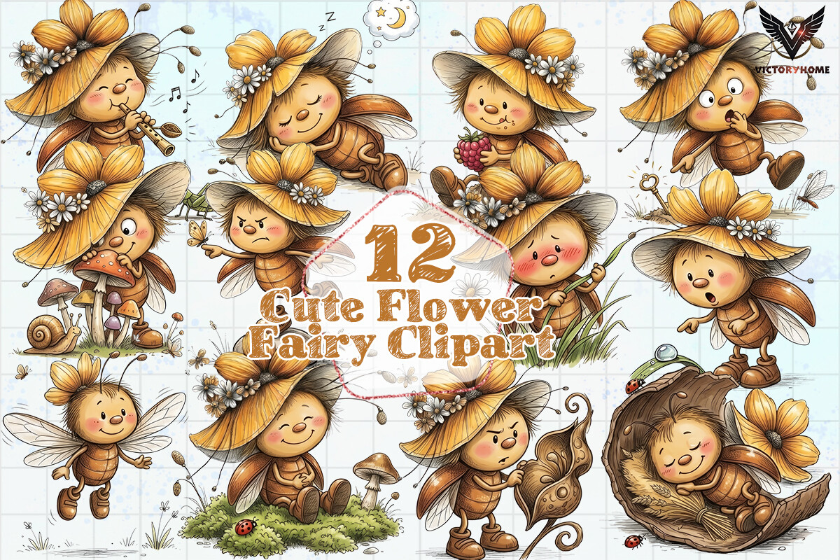 Cute Flower Fairy Clipart PNG Graphic by VictoryHome · Creative Fabrica