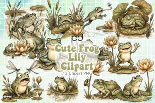 Cute Frog Lily Clipart Graphics Graphic by Padma.Design · Creative Fabrica