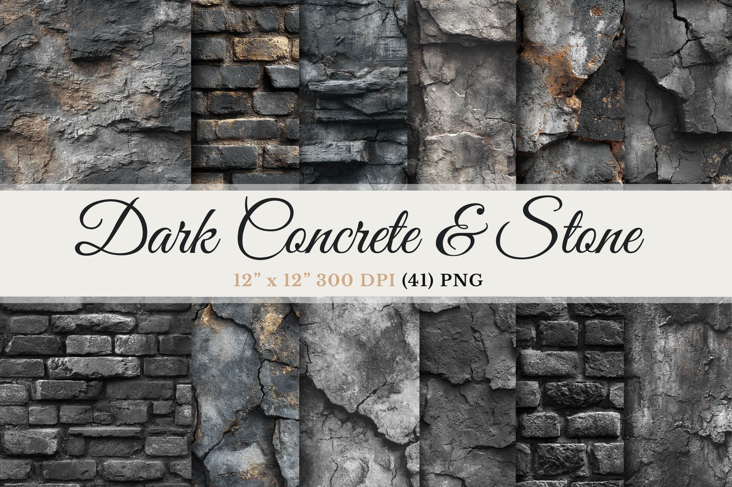 Dark Concrete & Stone Texture Seamless Graphic by Print Magic ...