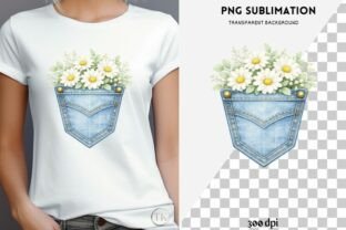 Denim Pocket Flowers Png Design Graphic by Tanya Kart · Creative Fabrica