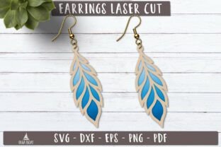 Feather Earrings SVG Boho Laser Cut · Creative Fabrica