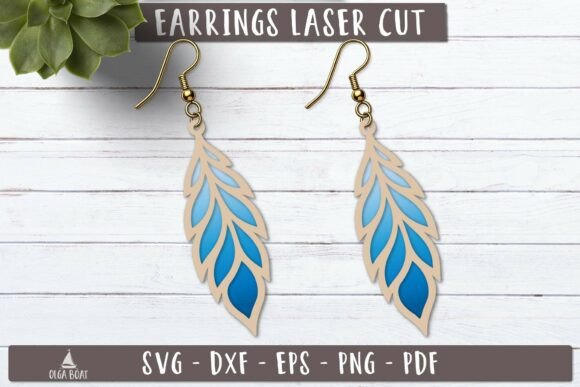 Feather Earrings SVG Boho Laser Cut · Creative Fabrica