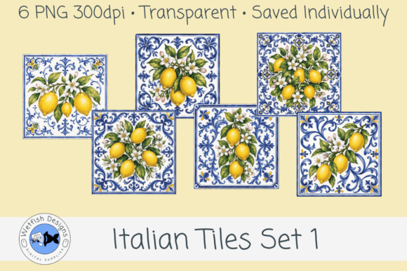 Italian Tiles 1 Graphic by Wetfish Designs · Creative Fabrica