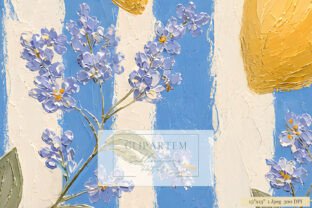 Lemon Floral Blue Stripe Pattern Graphic by clipArtem · Creative Fabrica