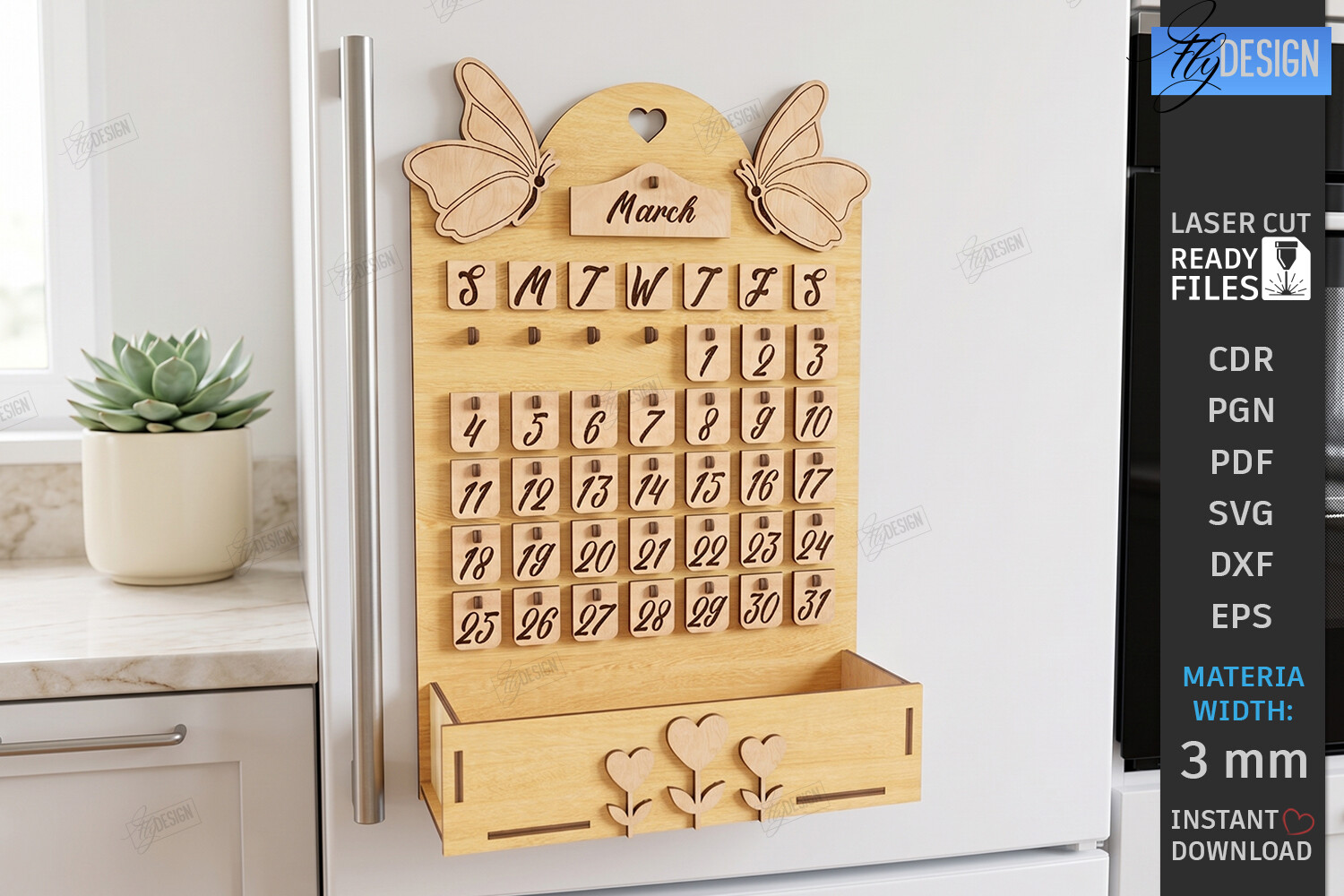 Magnet Perpetual Fridge Calendar Laser · Creative Fabrica