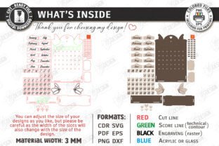 Magnet Perpetual Fridge Calendar Laser · Creative Fabrica