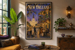 New Orleans Vintage Travel Poster Jazz Graphic by luminalearninghouse ...