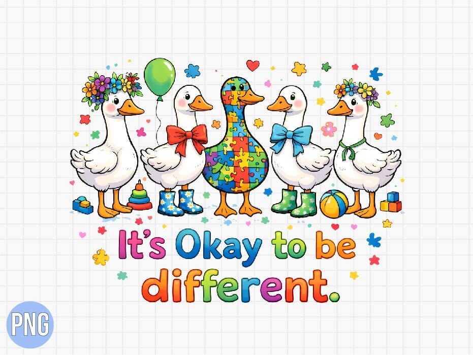 Okay to Be Different Autism Goose PNG Graphic by CUT ZONE · Creative ...