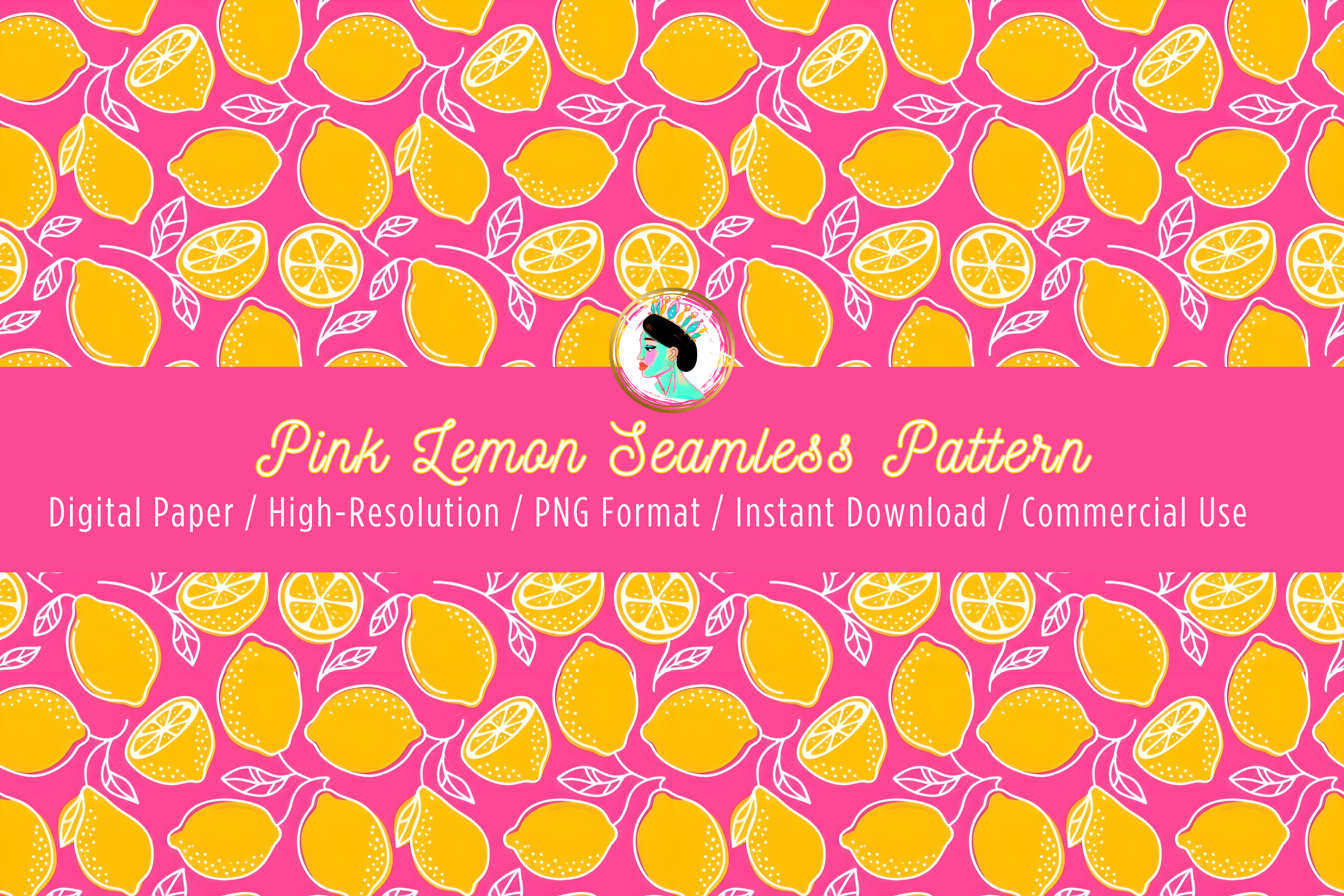 Pink Lemon Seamless Pattern PNG Graphic by Marrie Pauza · Creative Fabrica