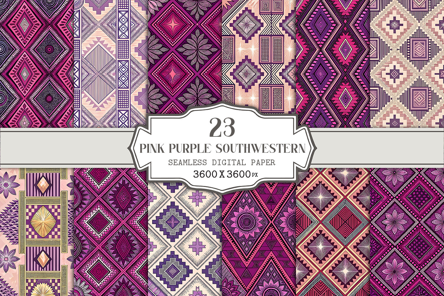 Pink Purple Southwestern Seamless Graphic by Vectornest12 · Creative ...