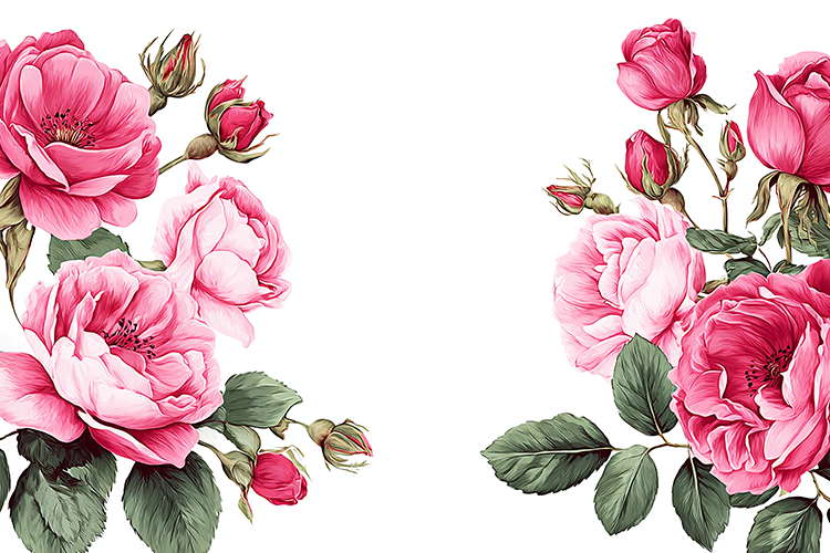 Pink Rose Floral Border Clipart Graphic by TheDesignerDesigne ...