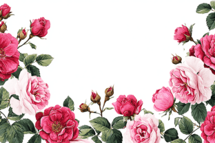 Pink Rose Floral Border Clipart Graphic by TheDesignerDesigne ...