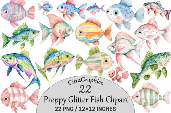 Preppy Glitter Fish PNG. Graphic by CitraGraphics · Creative Fabrica