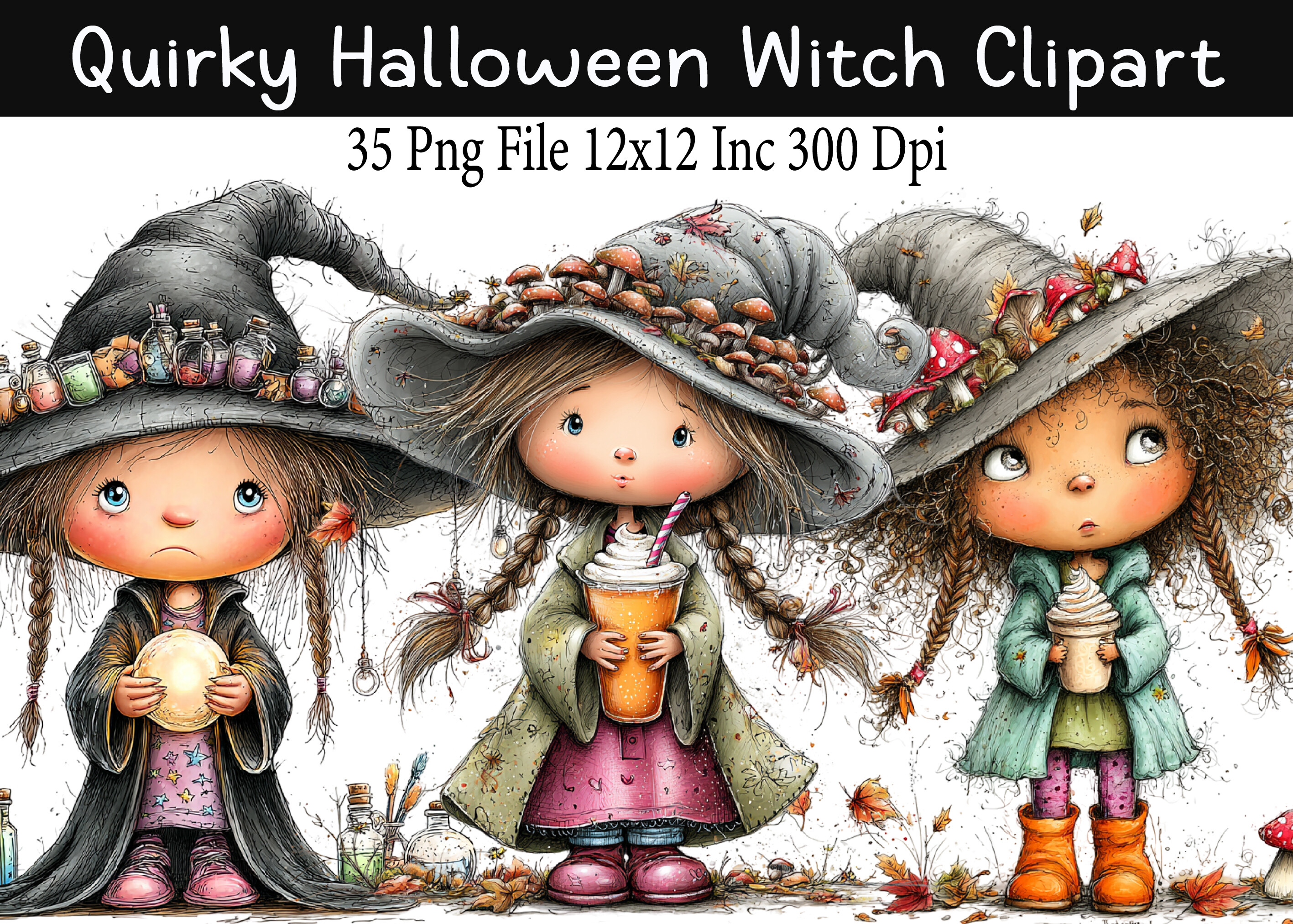 Quirky Halloween Witch PNG Clipart Graphic by Creative Design ...