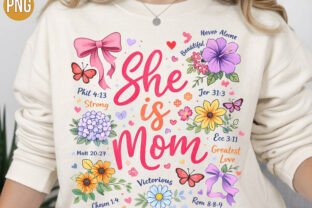 She is Mom Bible Verse Floral PNG Graphic by Ayla Prints · Creative Fabrica
