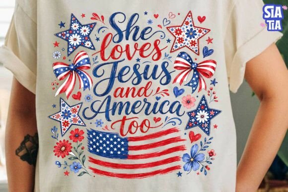 She Loves Jesus and America Too PNG Graphic by siatia · Creative Fabrica