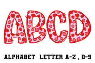 Strawberry Doodle Alphabet PNG Bundle Graphic by superdong_nu ...