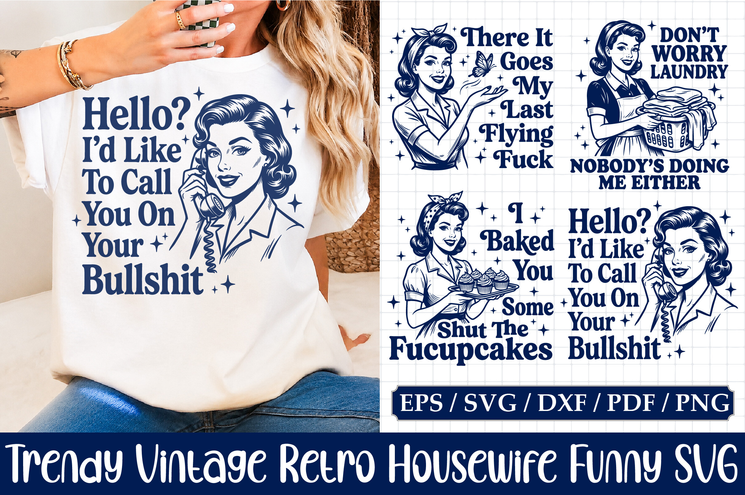 Trendy Vintage Retro Housewife Funny SVG Graphic by LibbyWishes ...