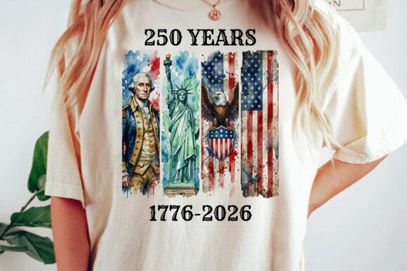 Usa 250 Years 1776-2026 Watercolor Art Graphic by gregoraciiart ...