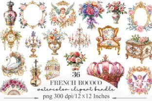 Watercolor French Rococo Clipart Graphic by designking · Creative Fabrica