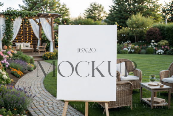 Wedding Sign Mockup on Easel Graphic by Mockup Wizard · Creative Fabrica