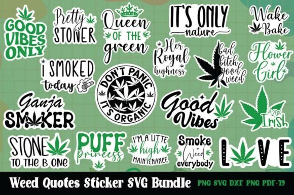 Weed Cannabis Sticker Marijuna Bundle Graphic by Five Star Crafting ...