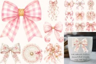 Whimsical Coquette Watercolor Pink Bow Graphic by JidapaDesign ...