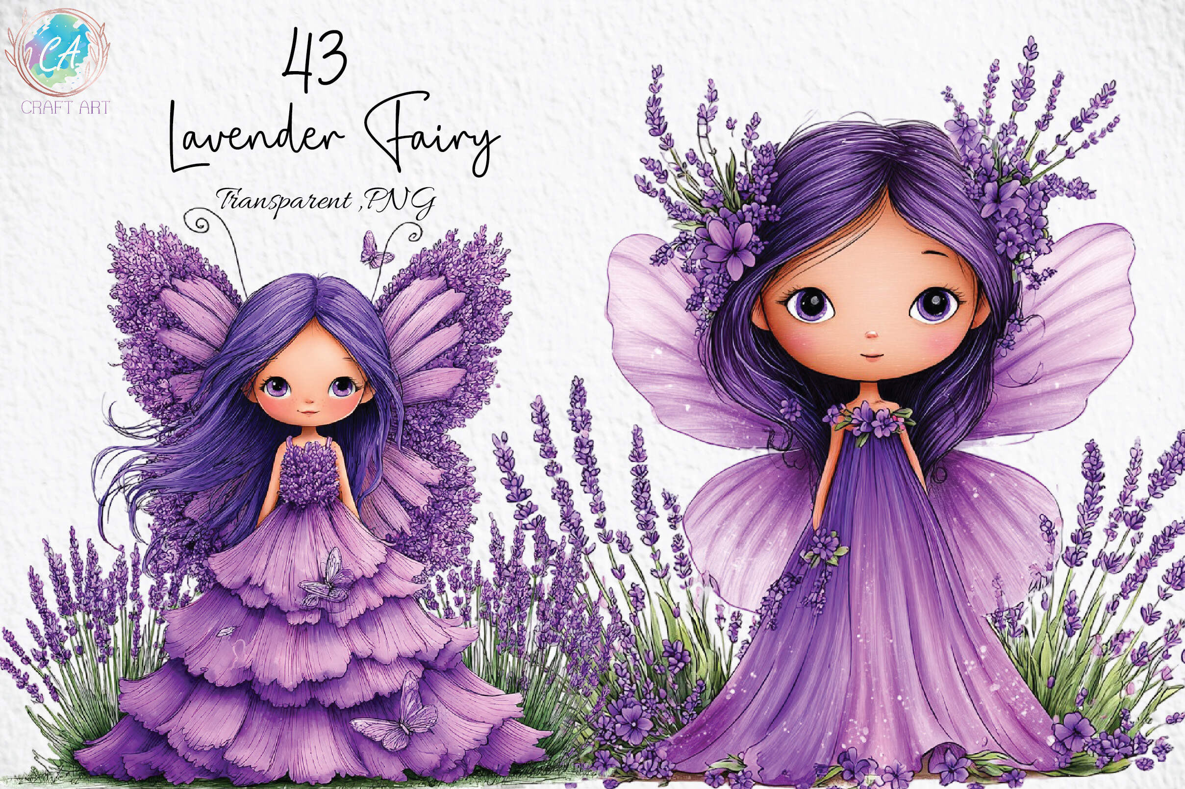 Whimsical Lavender Fairy Clipart PNG Graphic by Craft Art · Creative ...